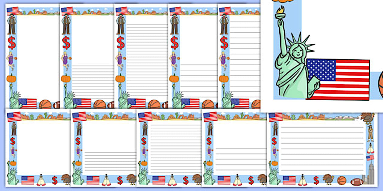 Editable America Themed Page Borders (teacher made) - Twinkl