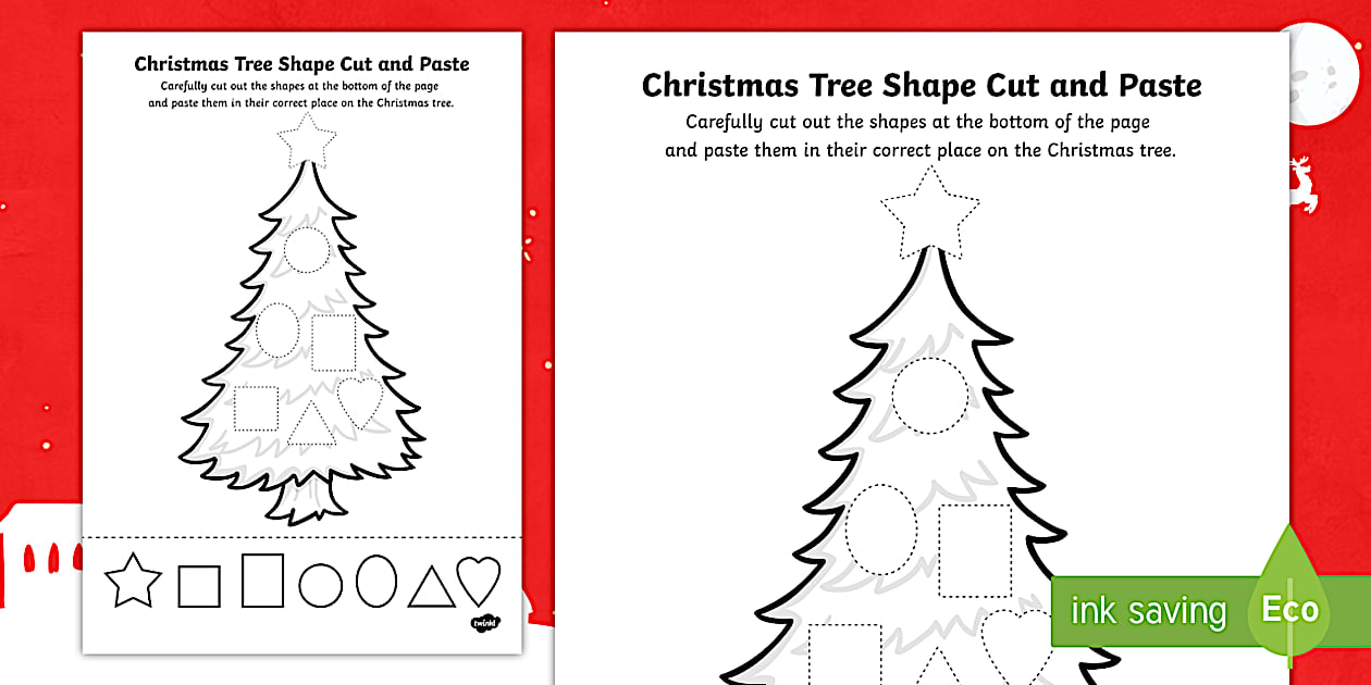 Christmas Tree Shape Cut and Paste Activity - Twinkl