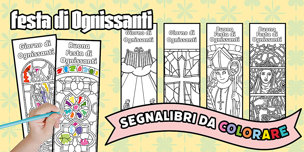 Festa di Ognissanti: Segnalibri da colorare - Twinkl