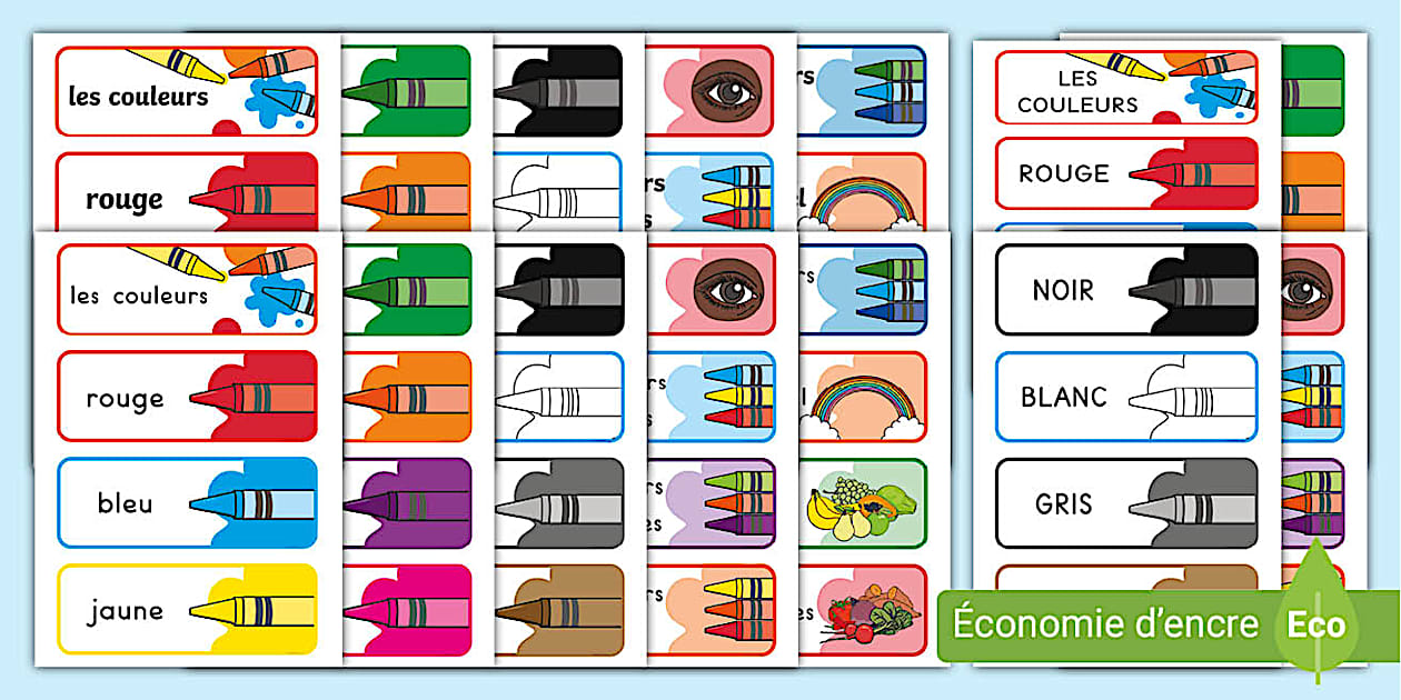 Cartes de vocabulaire sur les couleurs pour maternelle