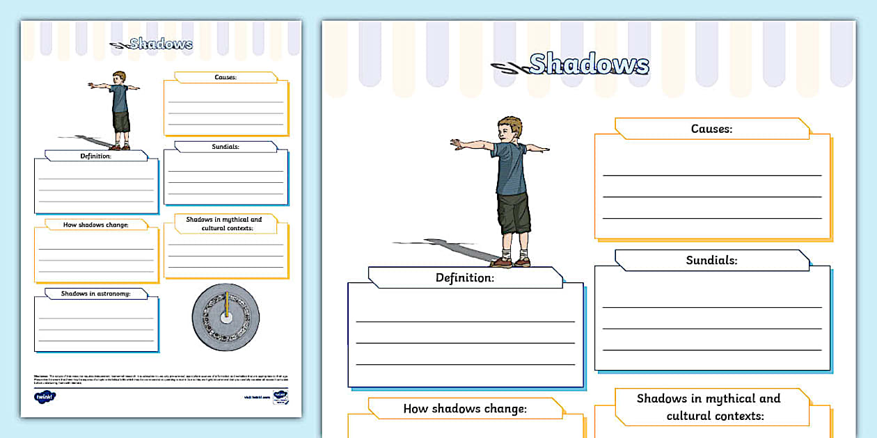 Shadows Fact File Template (teacher made) - Twinkl