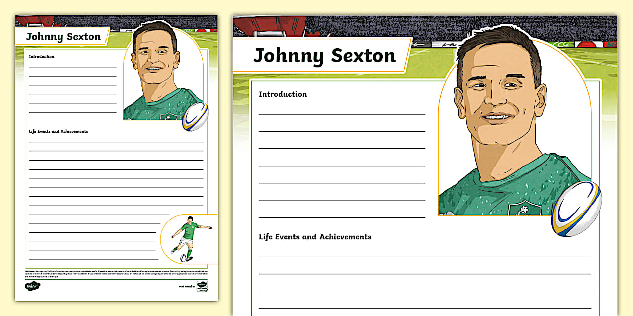 Johnny Sexton Biography Template (teacher made) - Twinkl