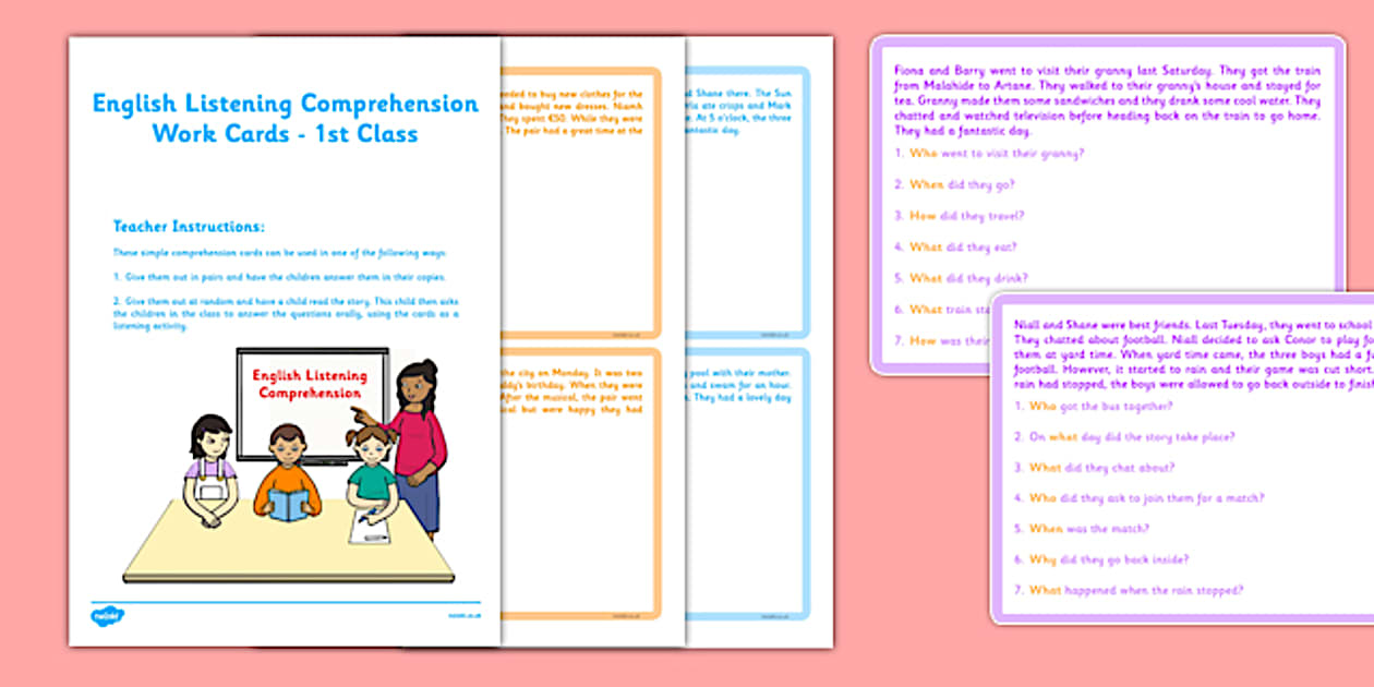 English Listening Comprehension Cards 1st Class - Twinkl