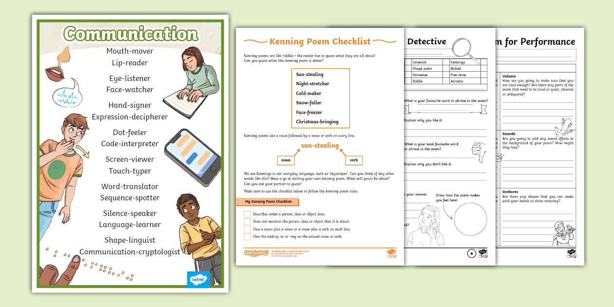 Communication Methods Kenning Poem and Resource Pack