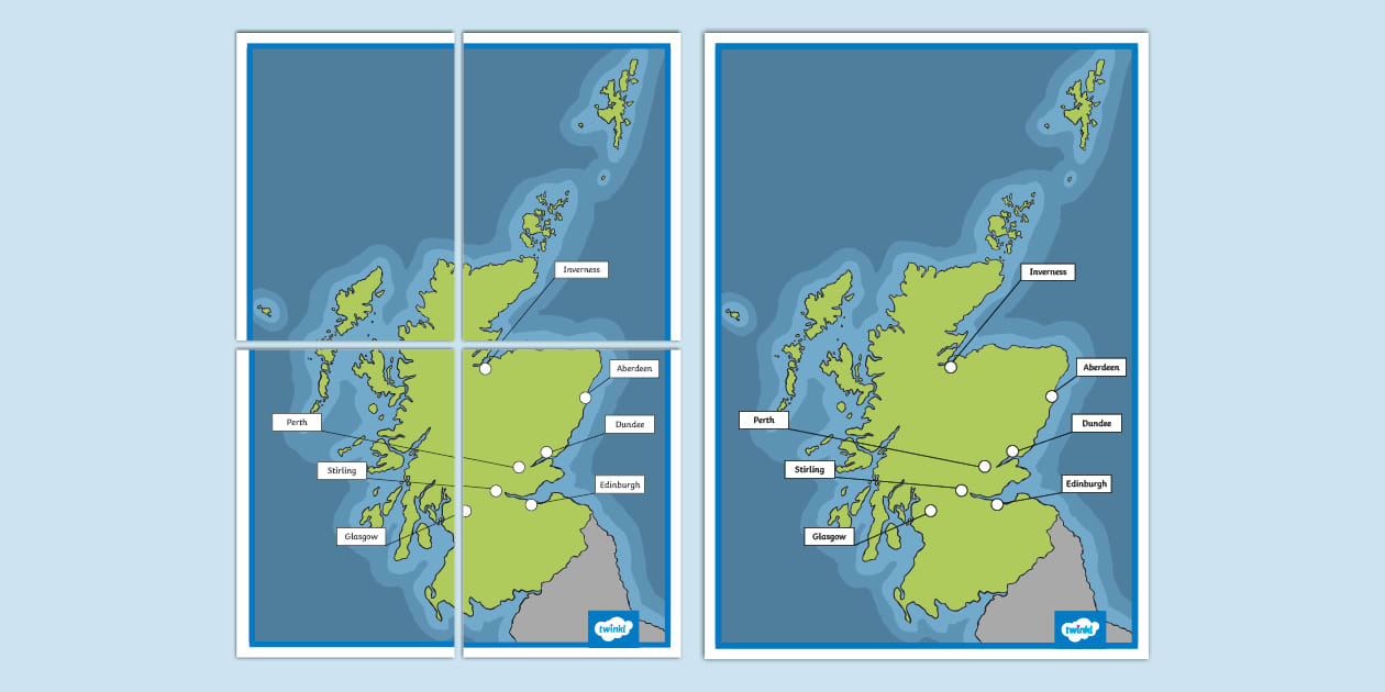Map of Scotland with Cities Large Display Poster - Twinkl