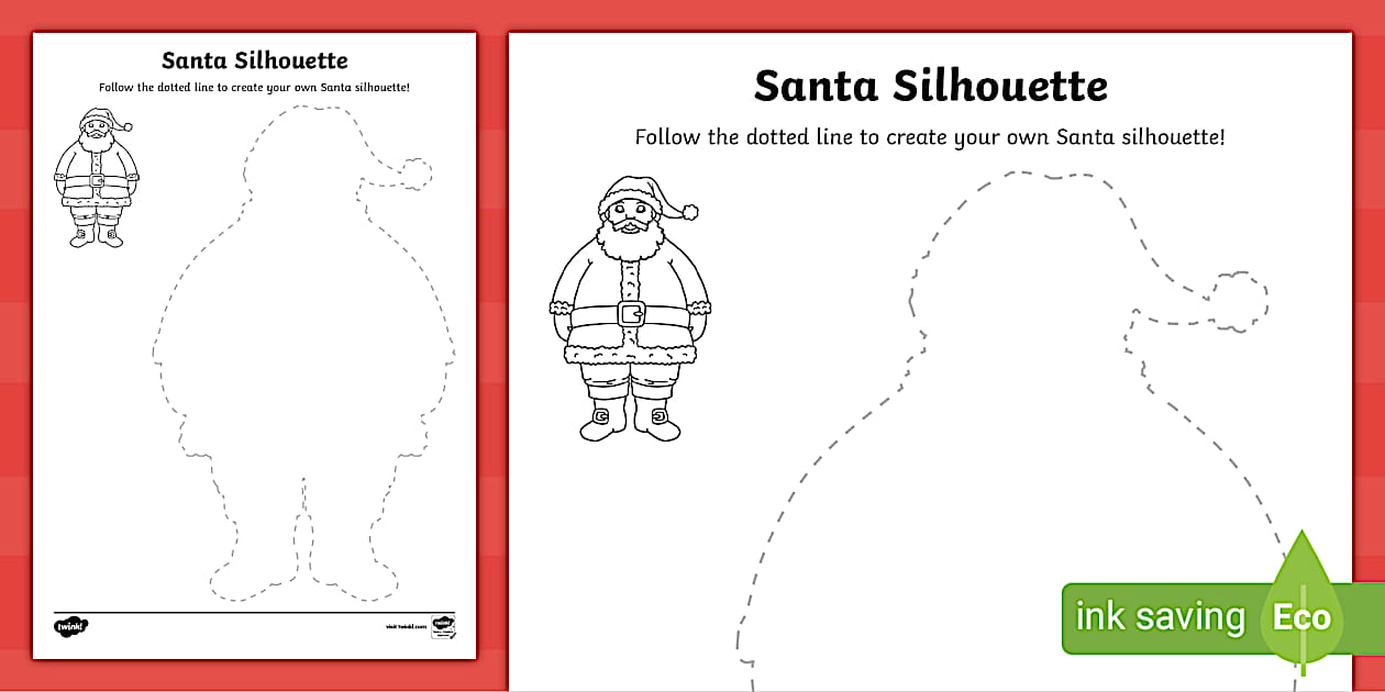 Santa Silhouette Drawing Activity (teacher made) - Twinkl