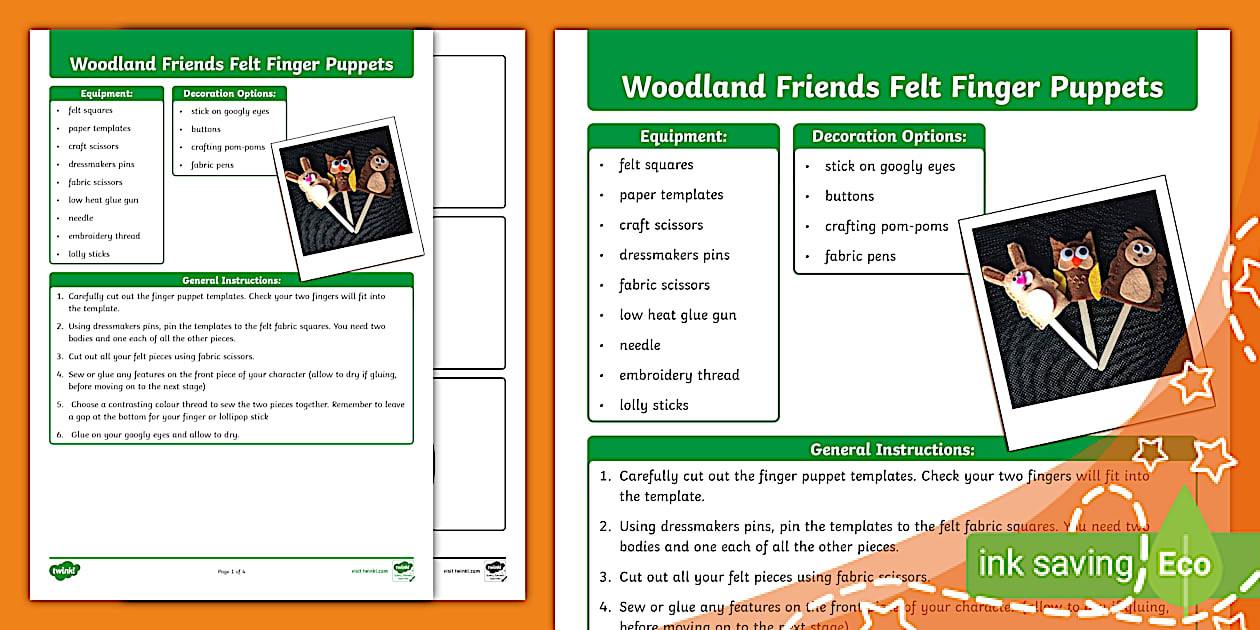 Woodland Friends Felt Finger Puppets - Parents - Crafts
