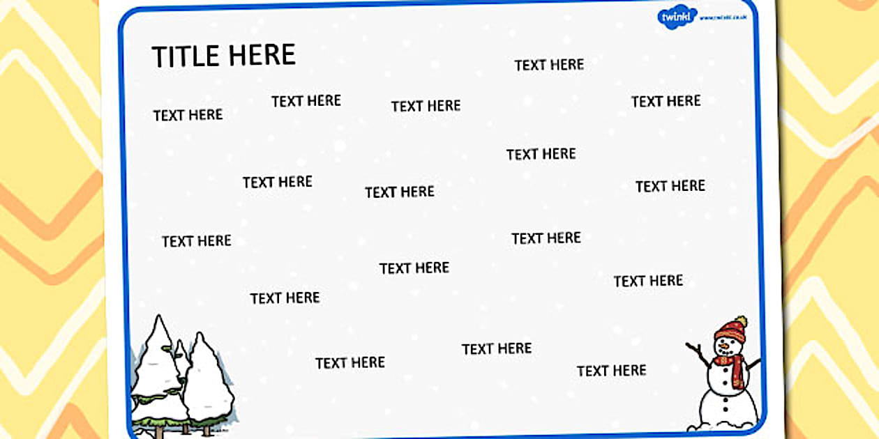Winter Themed Editable Word Mat (teacher made) - Twinkl