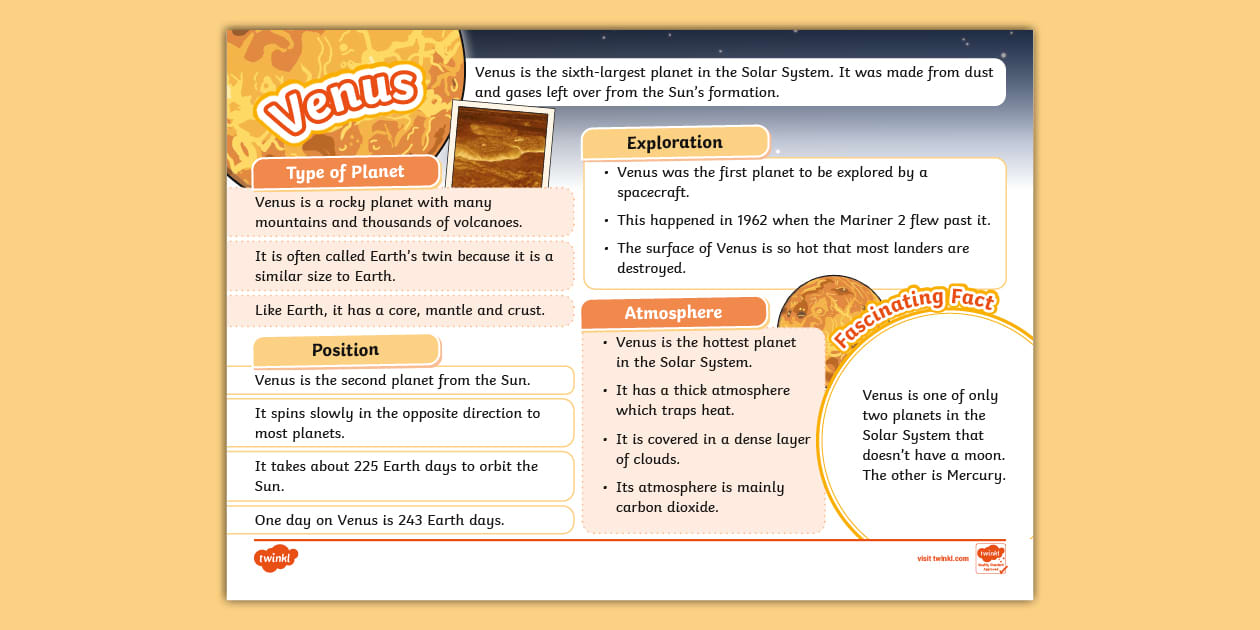 KS1 Venus Fact File (teacher made) - Twinkl