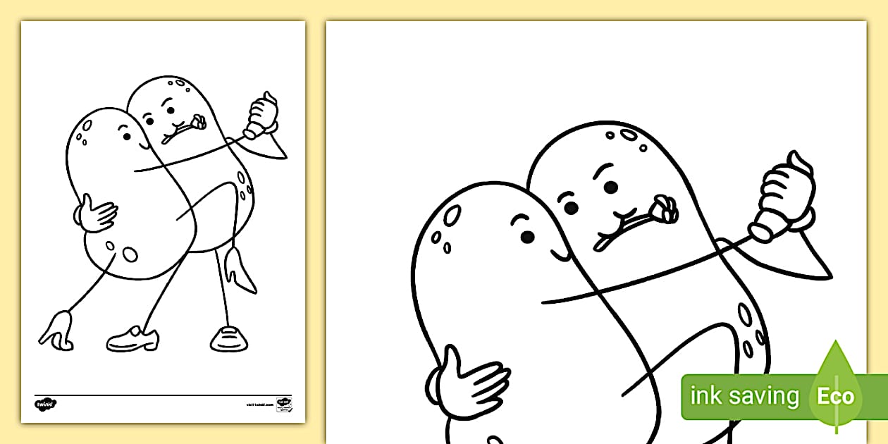 Dancing Potato Colouring Page (Teacher-Made) - Twinkl
