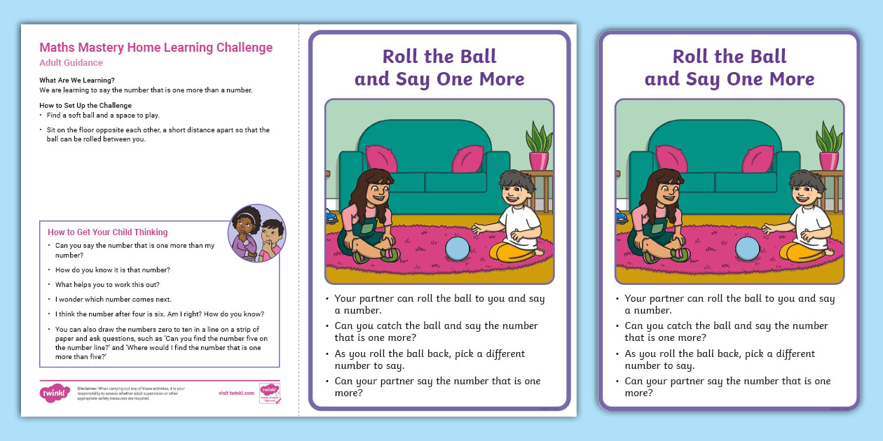 Maths Mastery Home Learning: Roll the Ball and Say One More