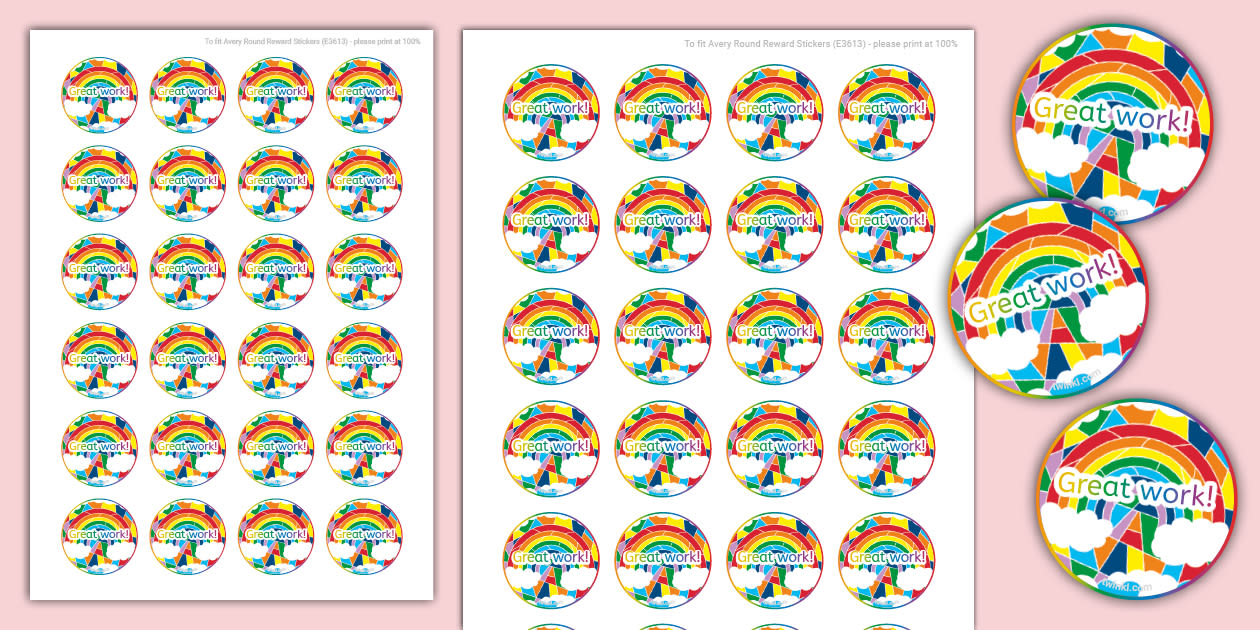 Rainbow Great Work! Stickers (professor feito) - Twinkl