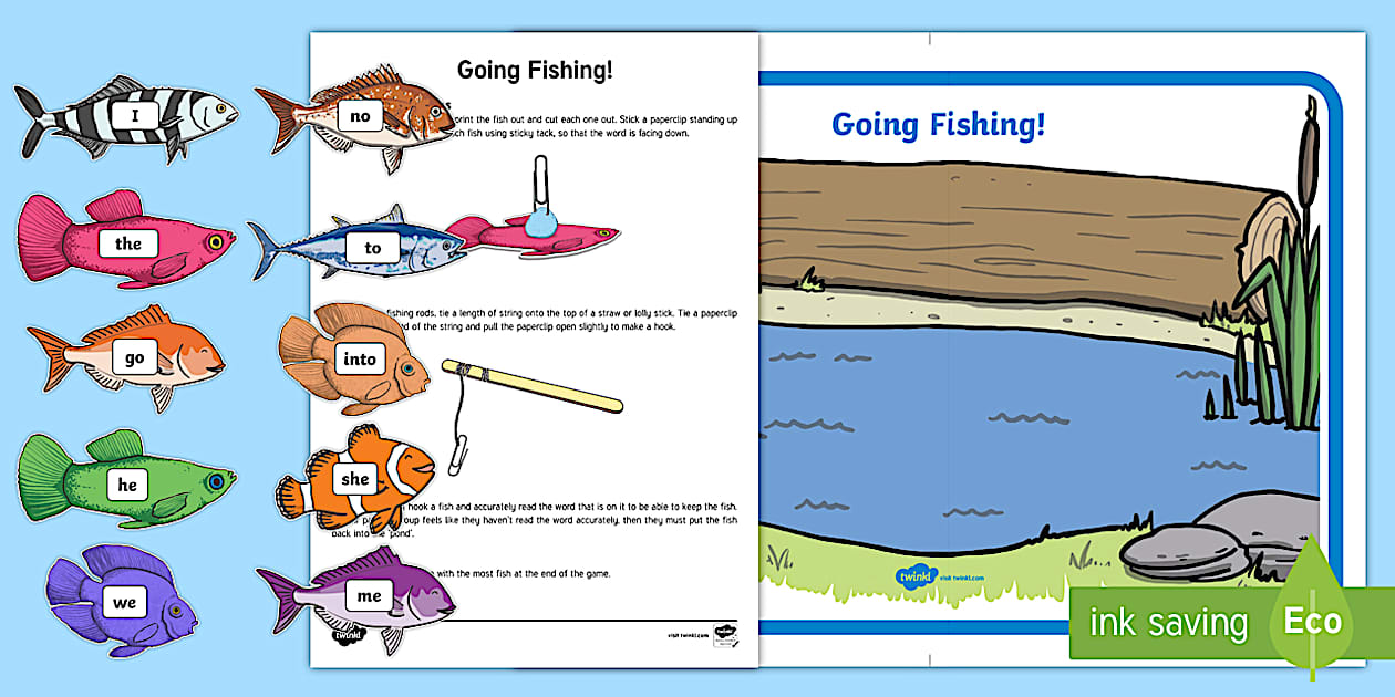 Editable Phase 2 and 3 Tricky Words Going Fishing Game