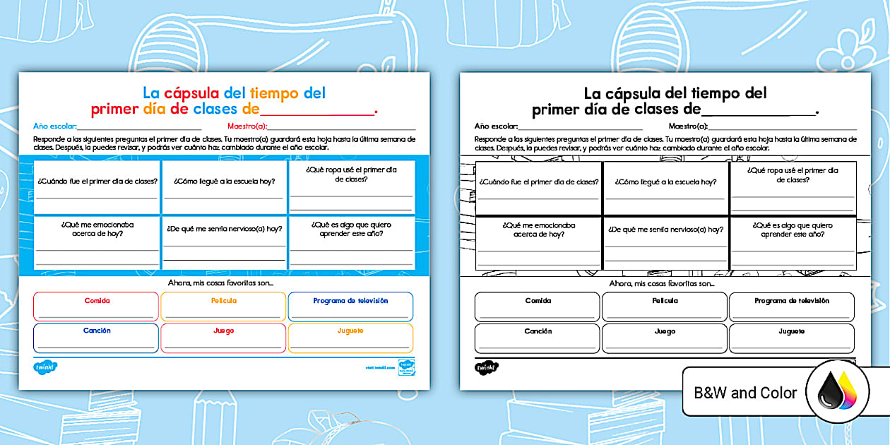 Actividad: Cápsula de tiempo de primer día de clases