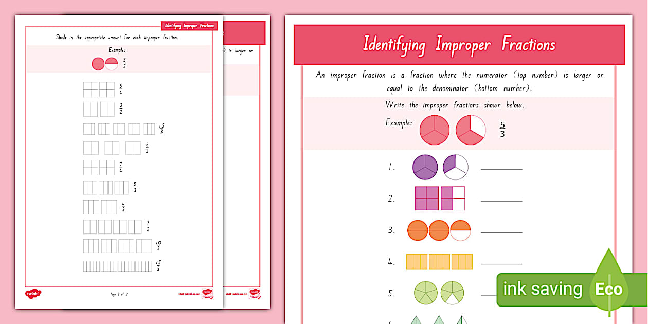 Identifying Improper Fractions (teacher made) - Twinkl