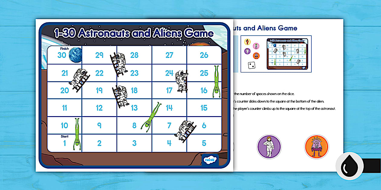 1-30 Astronauts and Aliens Game (teacher made) - Twinkl