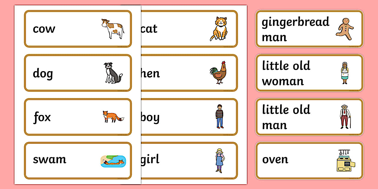 Dyslexic The Gingerbread Man Sensory Story Word Cards