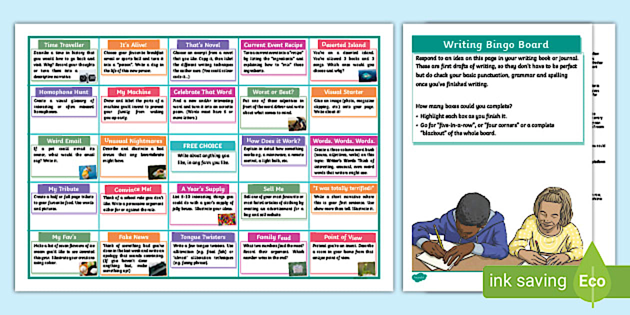 Writing Bingo Board (1) - Year 7-8