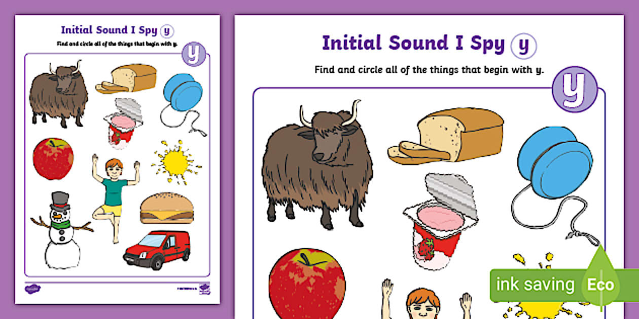 Initial Sounds I Spy Activity: Letter y (teacher made)