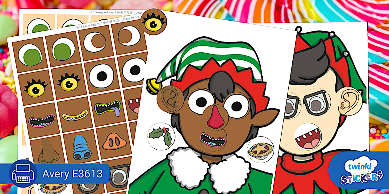 Make an Elf Face - Christmas Sticker Activity