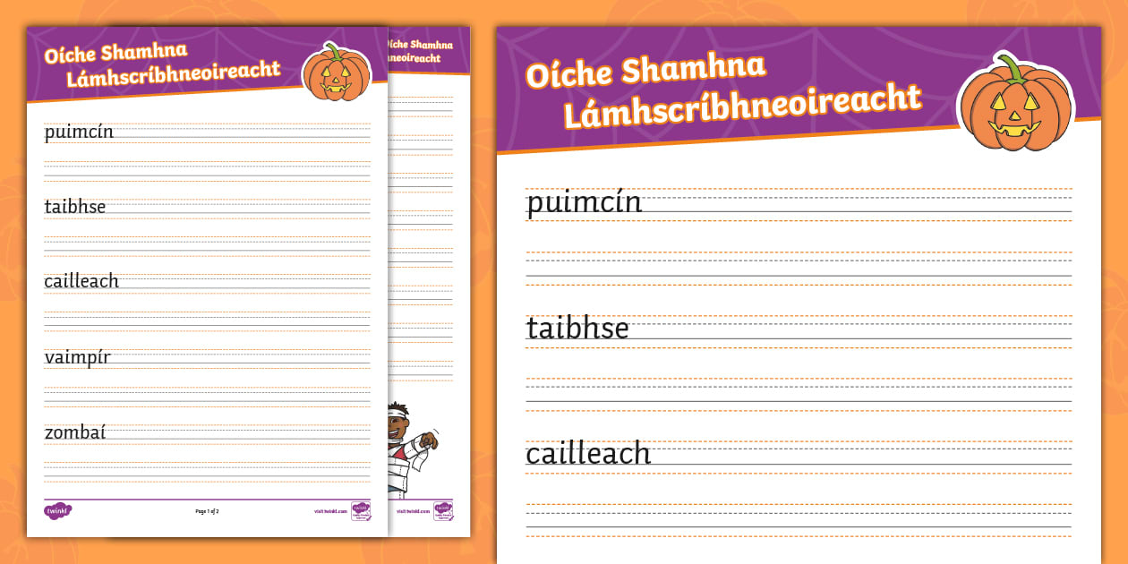 Oíche Shamhna Lámhscríbhneoireacht (teacher made)