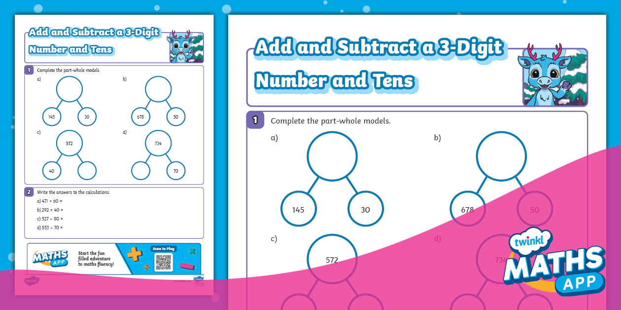 👉 Y3 Add and Subtract a 3-Digit Number and Tens Skill Safari