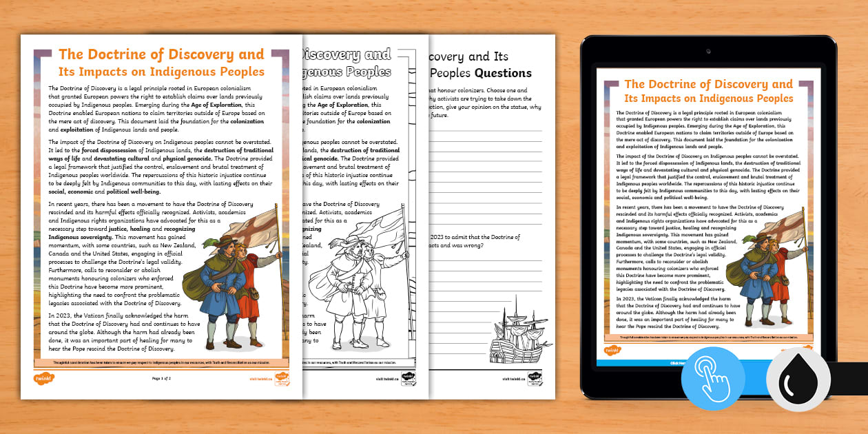 FREE! - Doctrine of Discovery Impacts on Indigenous Peoples Reading