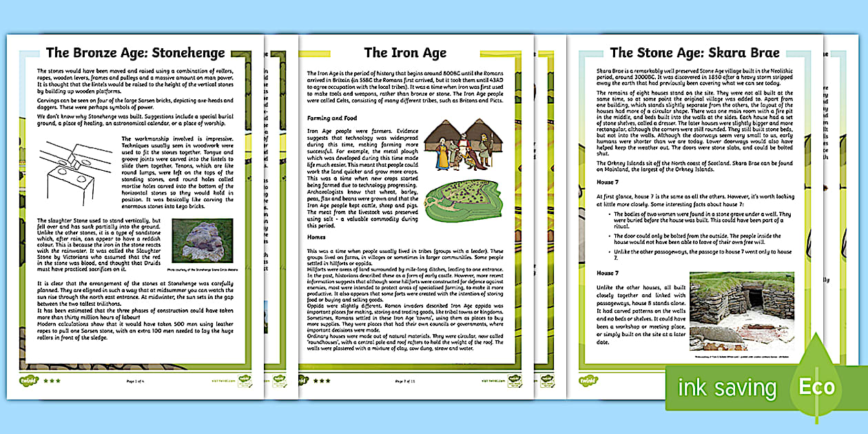 Stone Age to Iron Age Britain Reading Comprehension | KS2