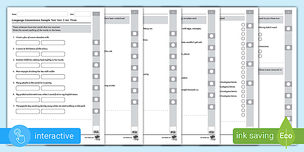 NAPLAN-Style English - Year 5 Language Conventions Test 3