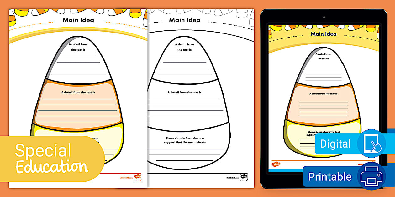 Candy Corn Main Idea Graphic Organizer With Sentence Stems