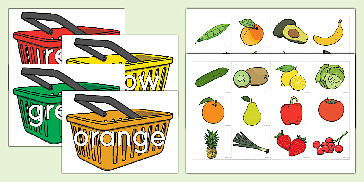 Editable Healthy Food Color Sorting Activity Worksheet