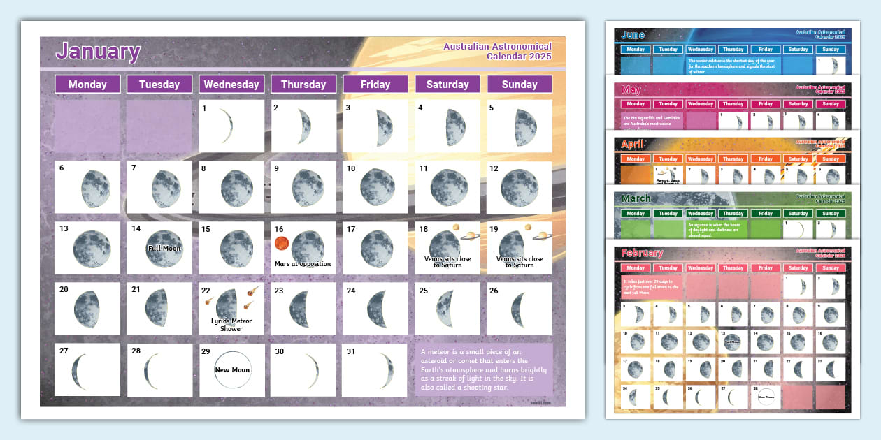 Australian Astronomical Calendar 2025 (teacher made)