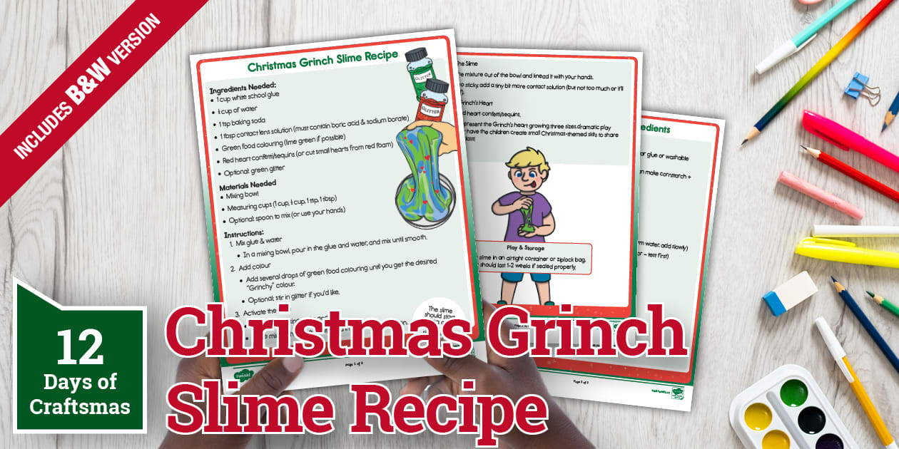 12 Days Of Craftsmas: Christmas Grinch Slime Recipe