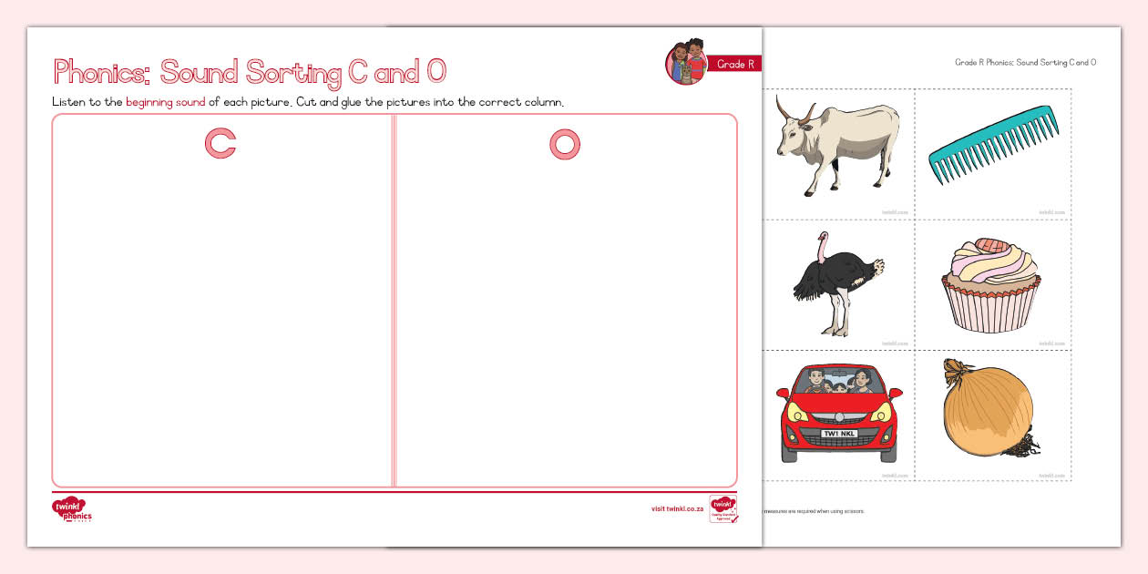 Grade R Phonics: Sound Sorting Cut-and-Paste Activity C and O