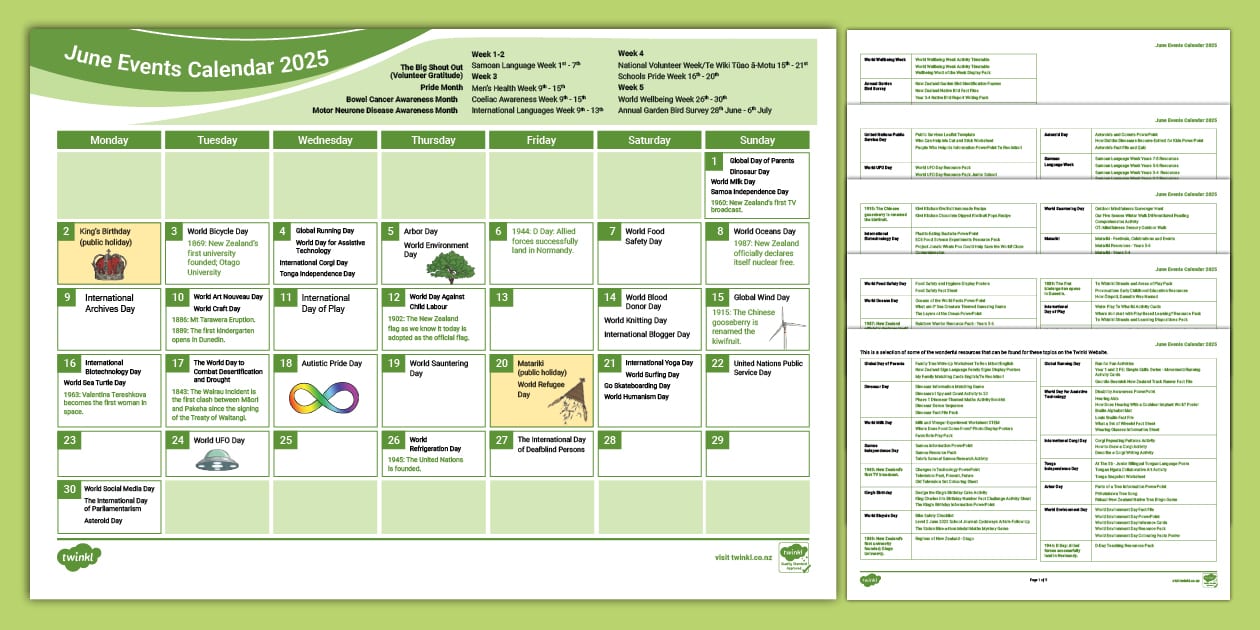 June Calendar of Events 2025 (teacher made) - Twinkl