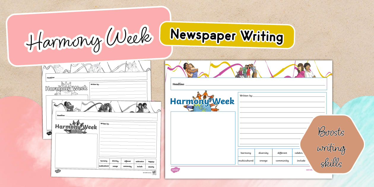 Harmony Week Newspaper Writing Template
