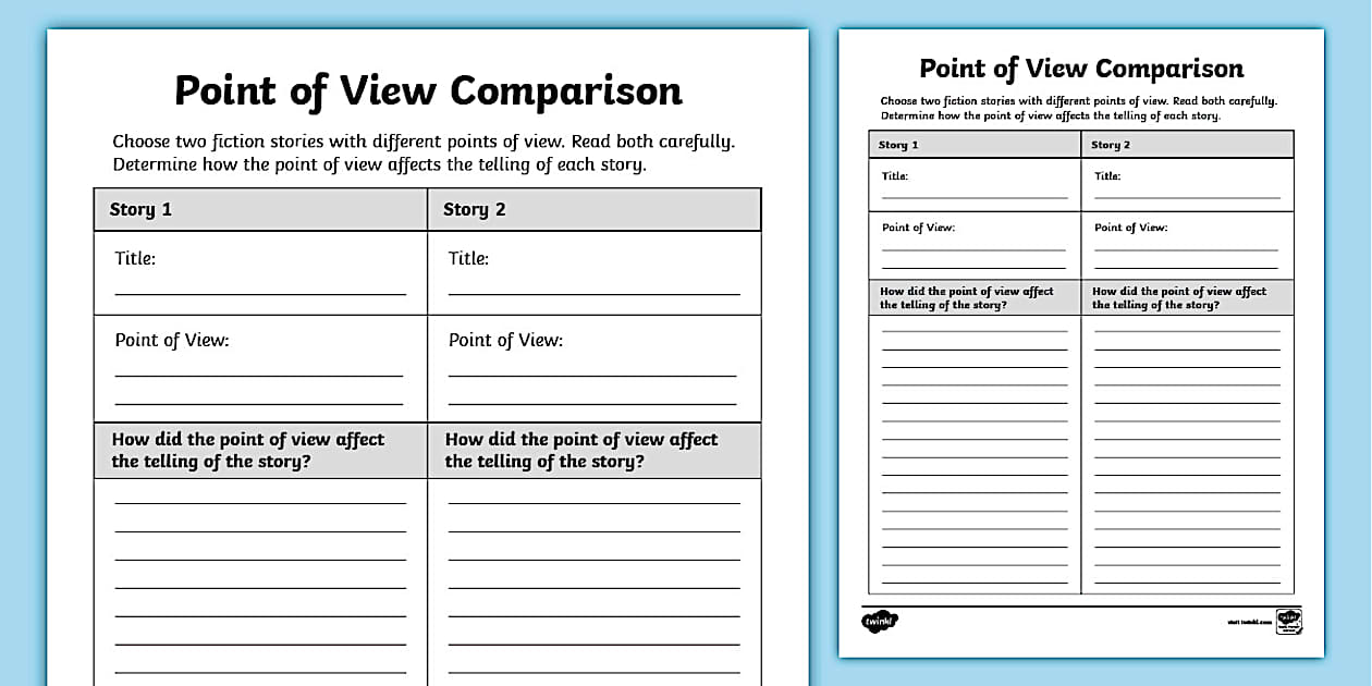 Point of View Comparison Worksheet - Twinkl