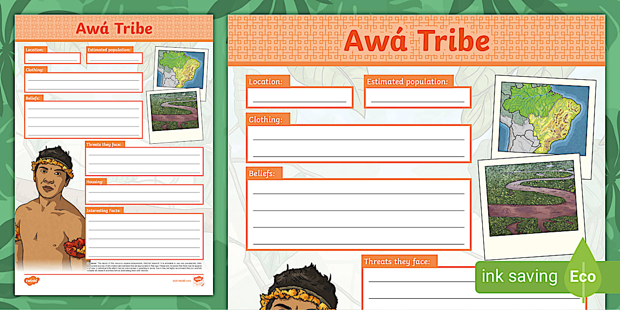 Awá Tribe Fact File Template (teacher made) - Twinkl