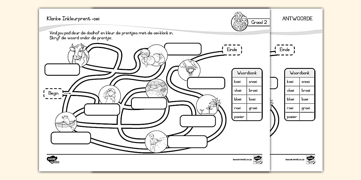 Graad 2 Klanke Inkleurprent -oei (teacher made) - Twinkl