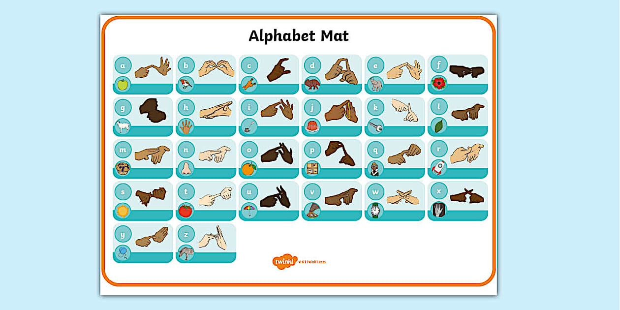 Cursive Alphabet Mat with British Sign Language Fingerspelling