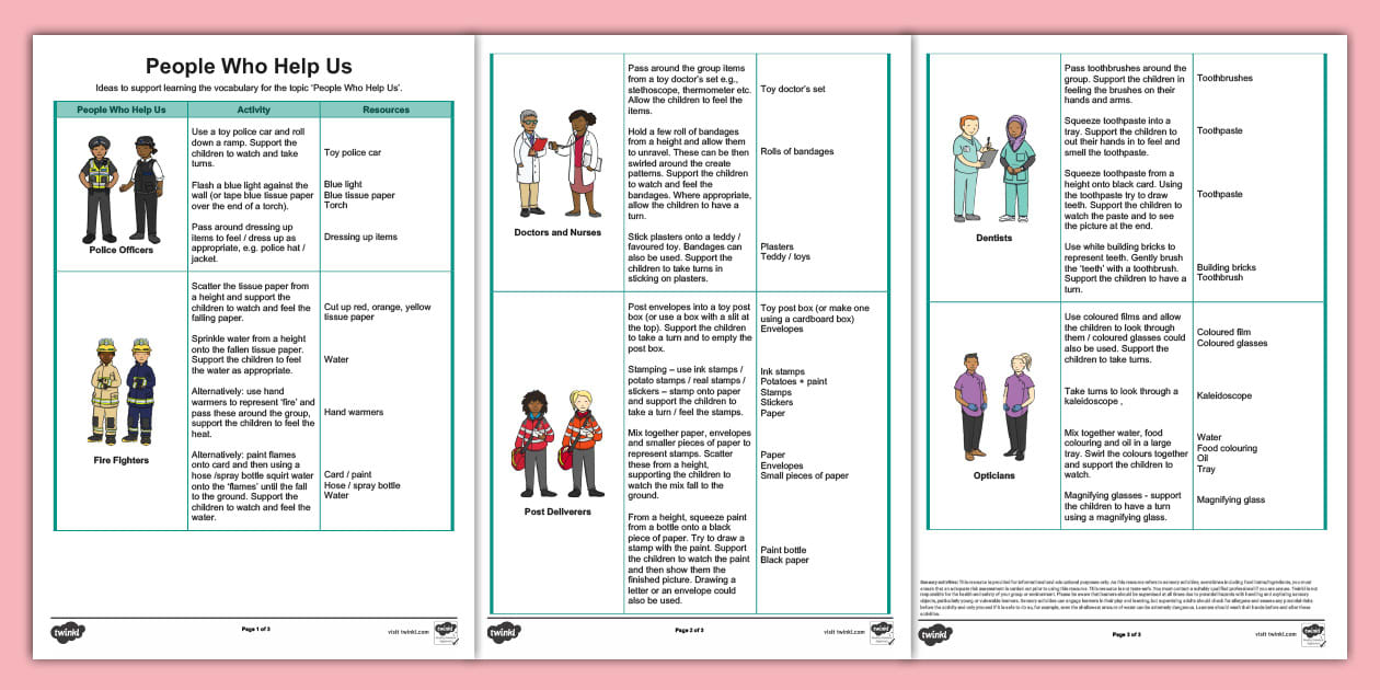 People Who Help Us Sensory Story - Twinkl