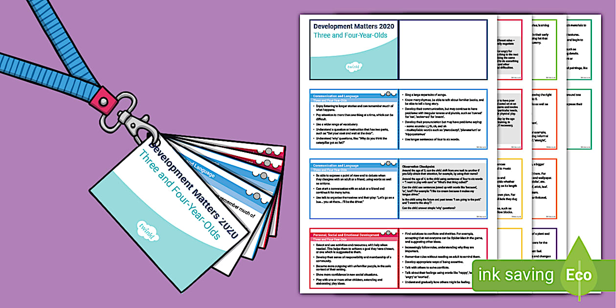 EYFS Lanyard Development Matters with Checkpoints Ages 3-4