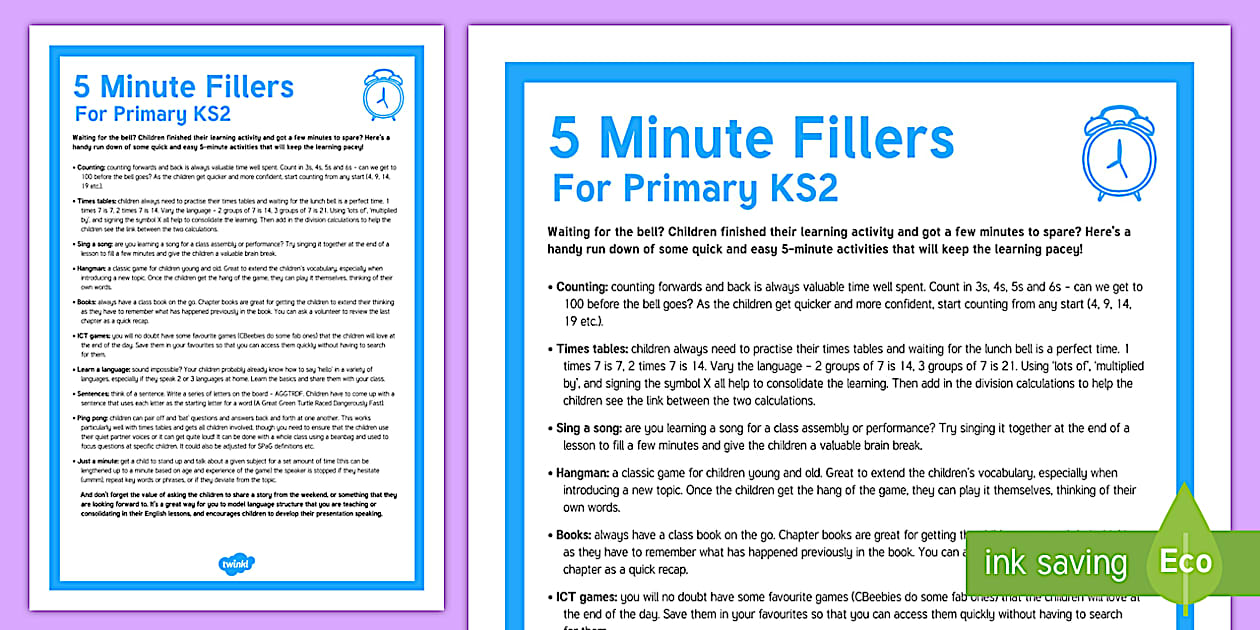 5 Minute Fillers for Primary KS2 (teacher made) - Twinkl
