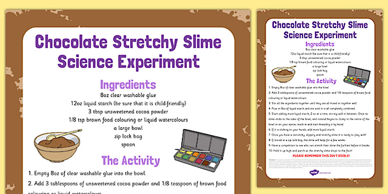 Chocolate Stretchy Slime Science Experiment (teacher made)