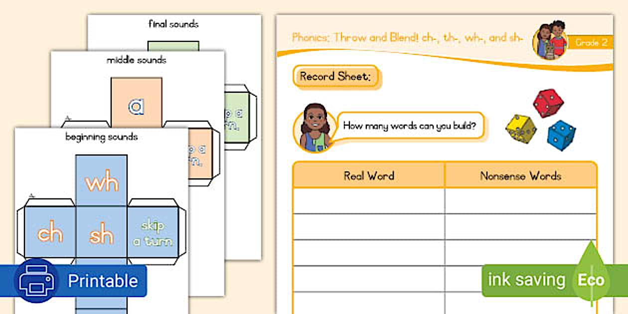 Grade 2 Phonics: Throw and Blend! ch-, th-, wh-, and sh-