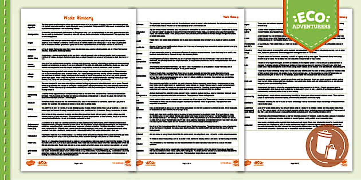 Waste Adult Glosary (Teacher-Made) - Twinkl