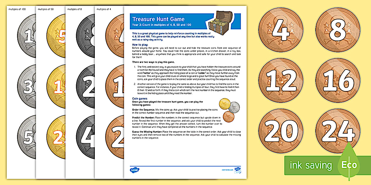 Year 3 Counting Treasure Hunt Game - Twinkl