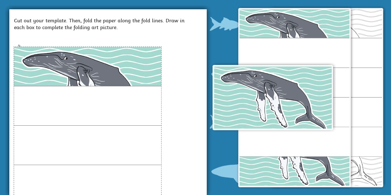 Whale Folding Art Template (teacher made) - Twinkl
