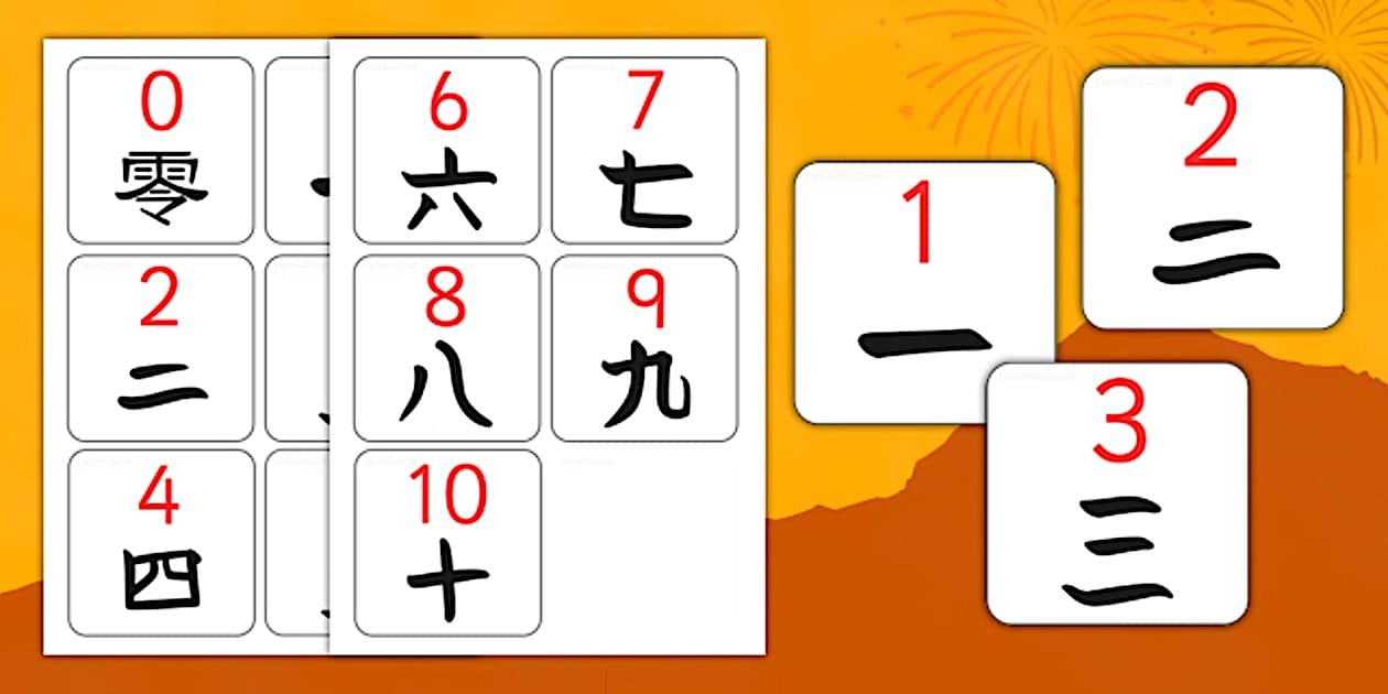0-10 Numbers in Mandarin Chinese Flash Cards - Twinkl