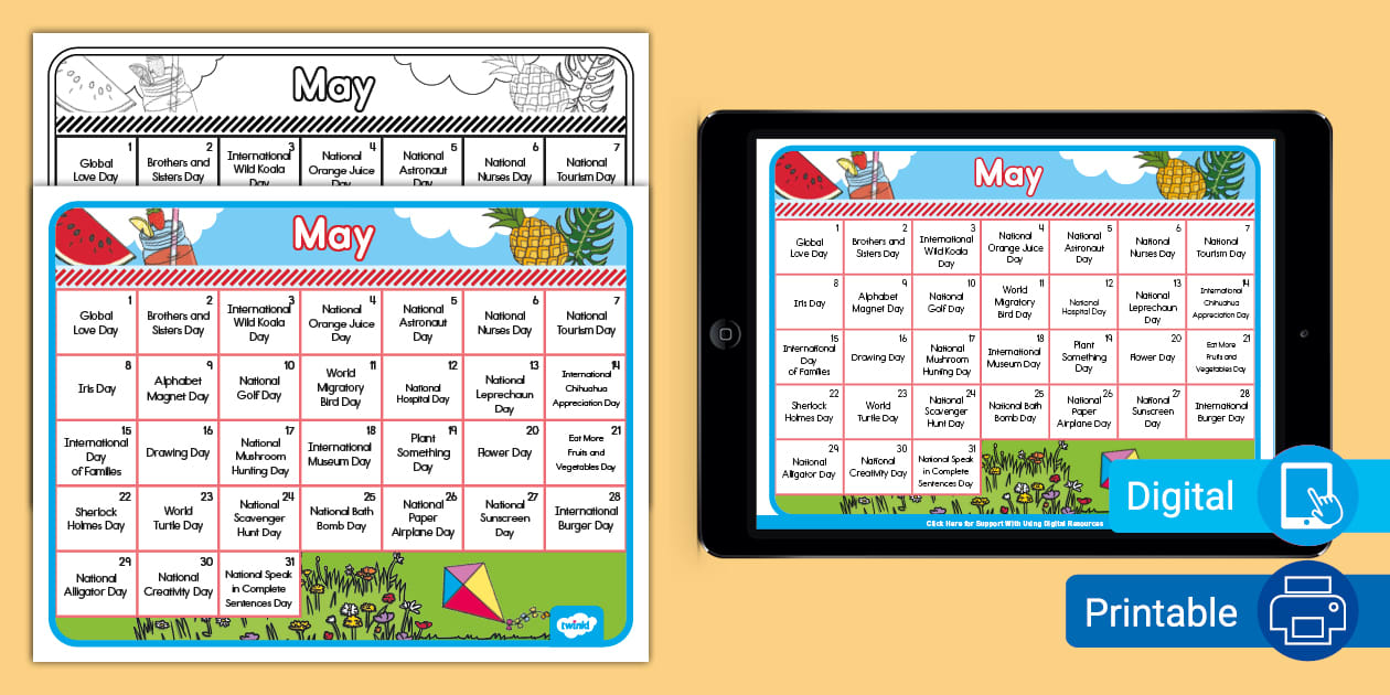 May Events To Celebrate Calendar and Activities - Twinkl